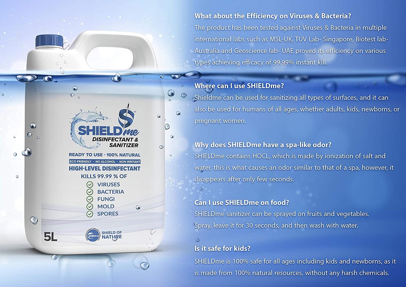 SHIELD ME High Level Disinfectant ( Eco Friendly) 5 Litres